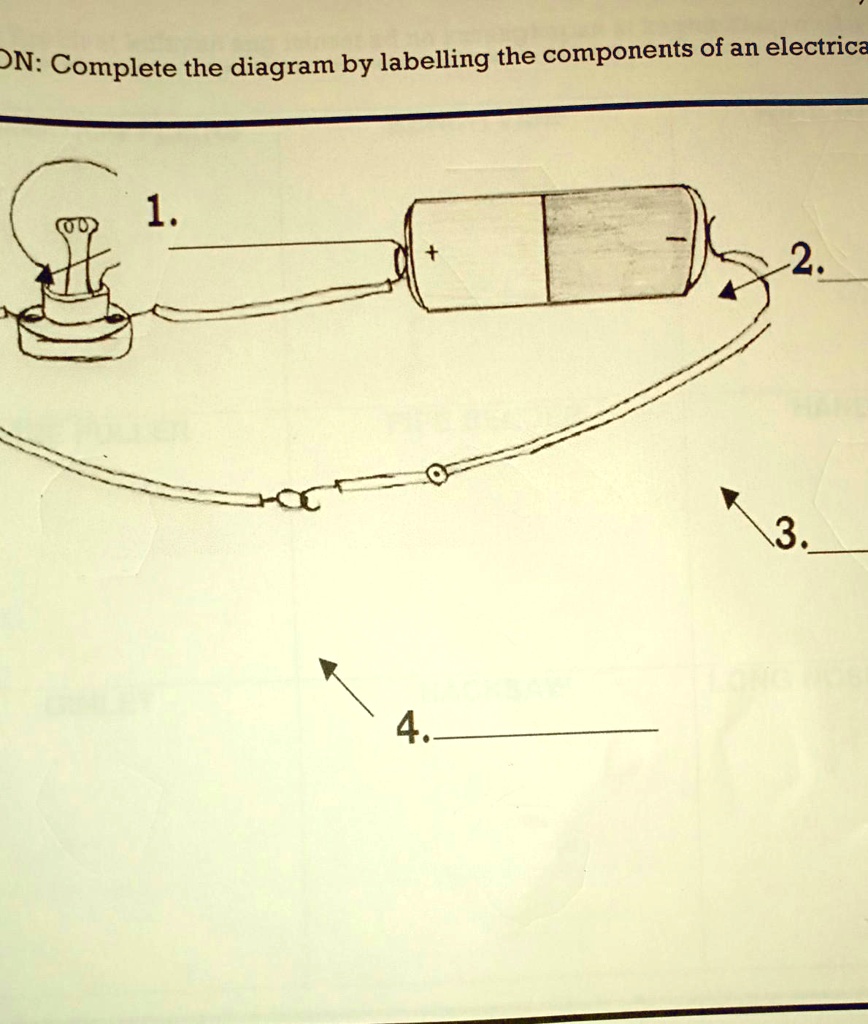 SOLVED: DIRECTION: Complete the diagram by labeling the components of an electrical circuit. 1 ...