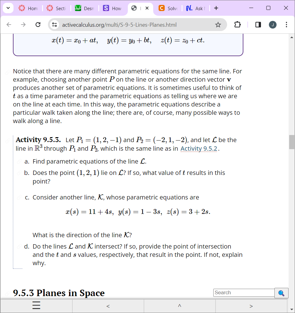 SOLVED: Notice that there are many different parametric equations for ...