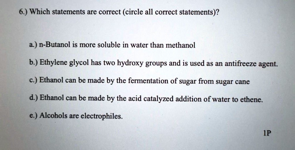 SOLVED: 6.) Which statements are correct (circle all correct statements ...