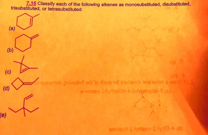SOLVED: 2416 Classify each of the following alkenes as monosubstituted ...