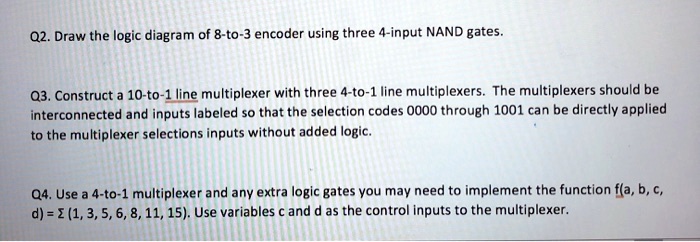 SOLVED: Q2. Draw the logic diagram of an 8-to-3 encoder using three 4 ...