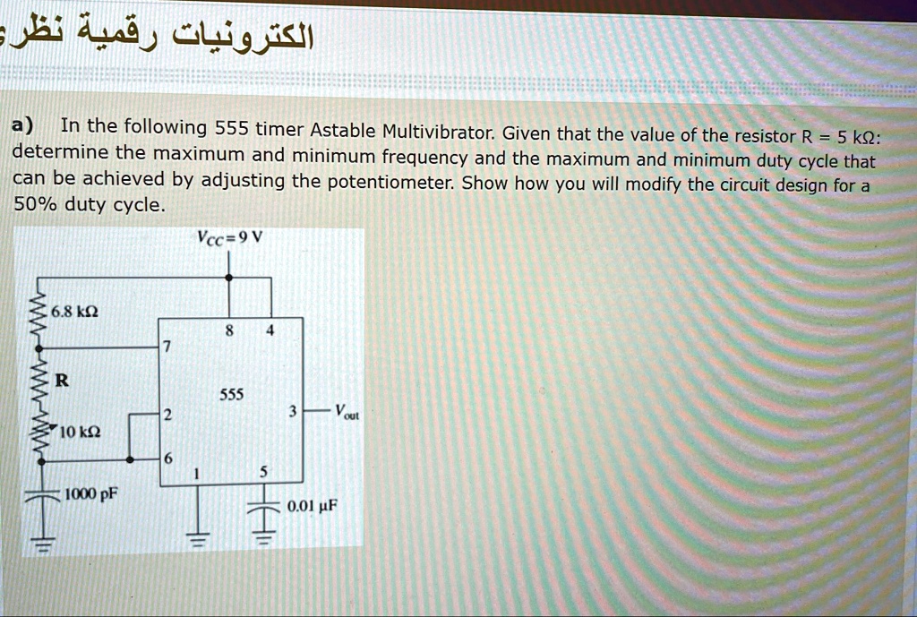 Electronics Digital Design a) In the following 555 timer Astable Multivibrator. Given that the ...