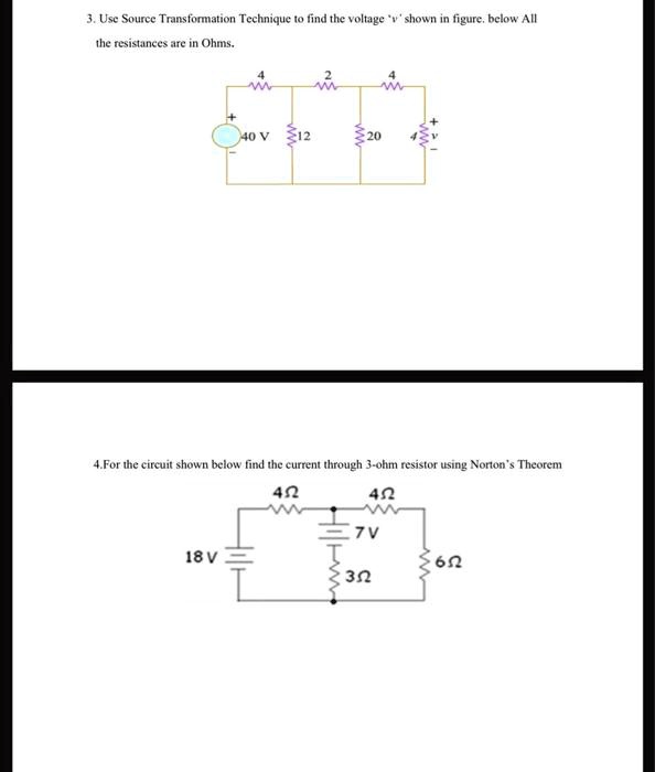 use source transformation technique find the voltage choxn figure below ...