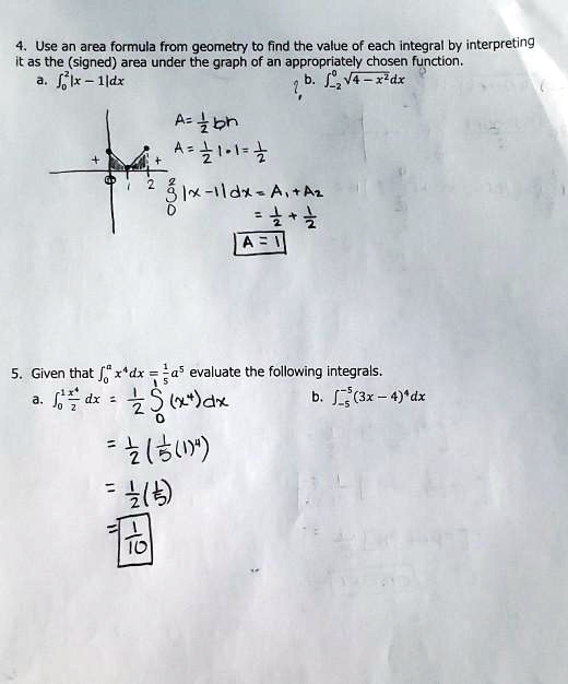 SOLVED: Use an area formula from geometry to find the value of each integral by interpreting it ...