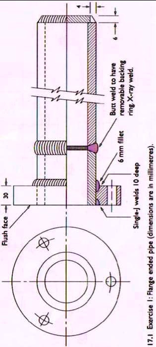 From the fabrication shown below, draw a drawing in which the welds are described by welding ...