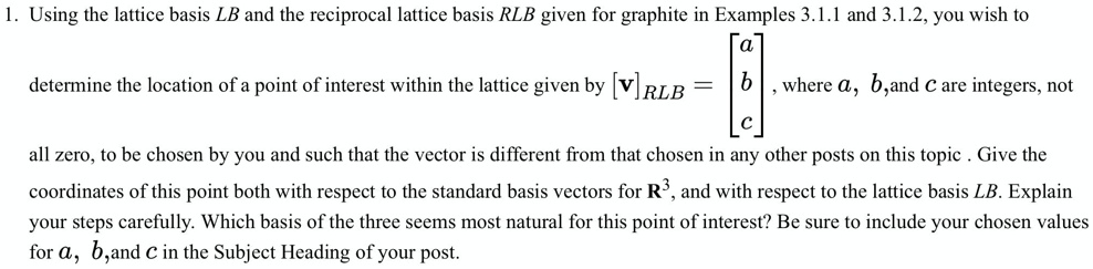 can you use value of a3 b3 c7 l using the lattice basis lb and the ...