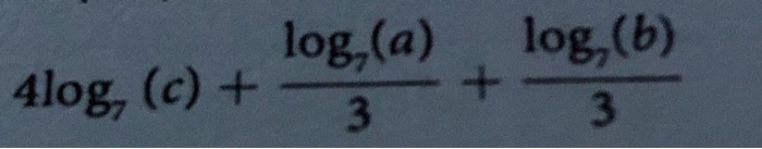 SOLVED: log(a) log(b) 4log, (c) + 3 3