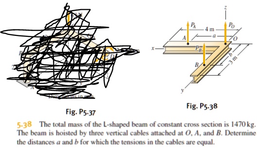 Fig. P5.37 PA A P=B B 4 m a Po 70 Fig. P5.38 b 3 m 5.38 The total mass ...