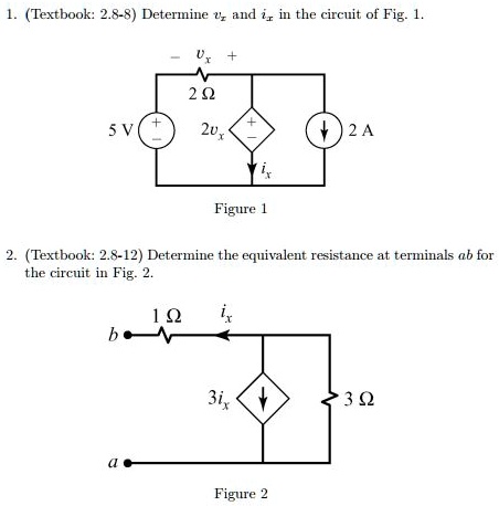 1. (Textbook: 2.8-8) Determine vx and ix in the circuit of Fig. 1. 2. (Textbook: 2.8-12 ...