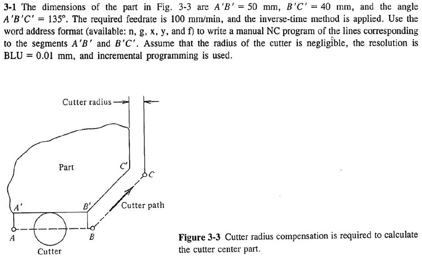 Solved The Dimensions Of The Part In Fig3 3 Are Ab 50 Mm Bc 40 Mm And The Angle Ab 