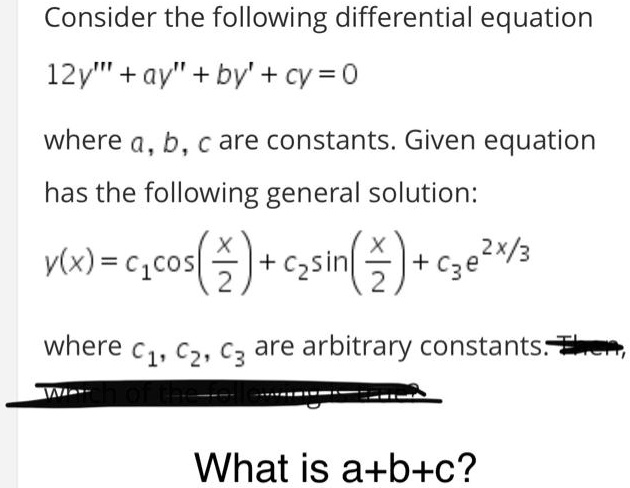 consider the following differential equation 12v av bv cy0 where a b ...