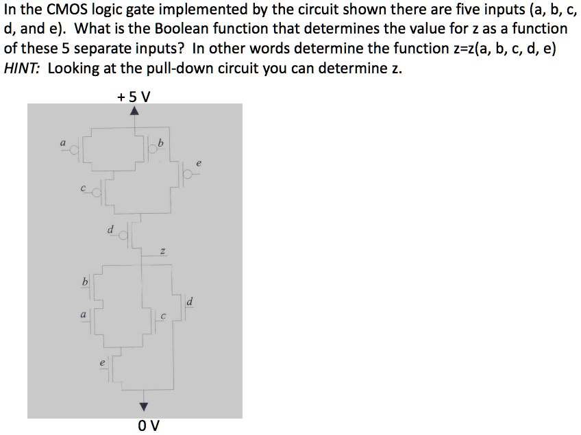 in the cmos logic gate implemented by the circuit shown there are five ...