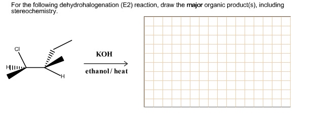SOLVED: For the following dehydrohalogenation (E2) reaction , draw the ...