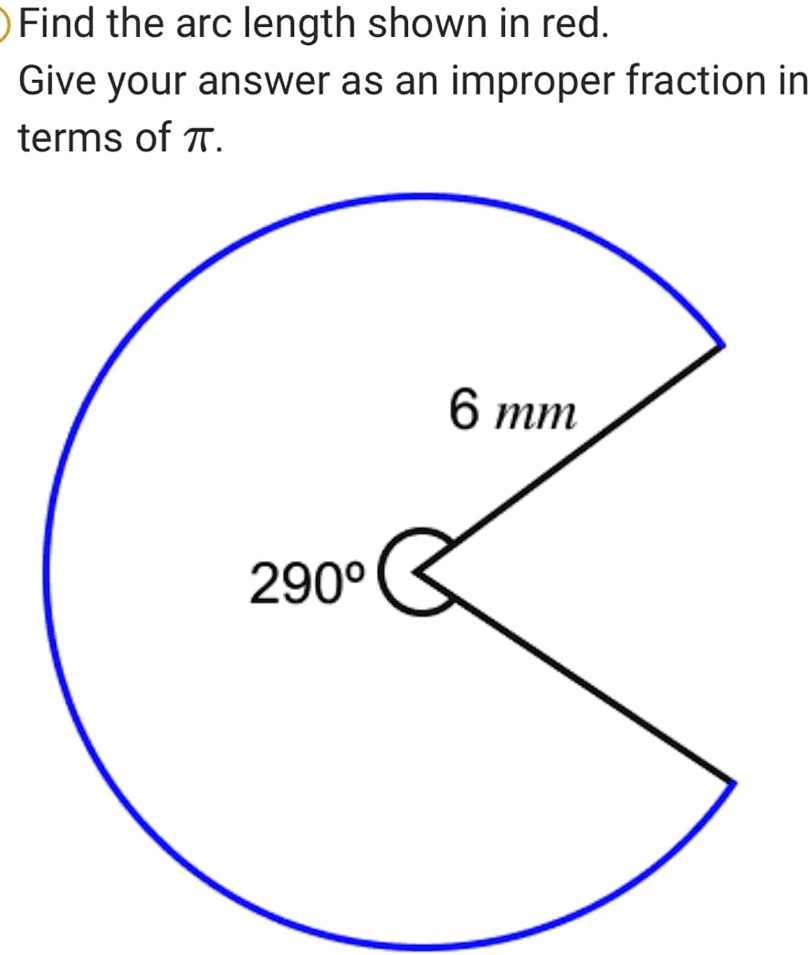 SOLVED: Find the arc length shown in red: Give your answer as an ...