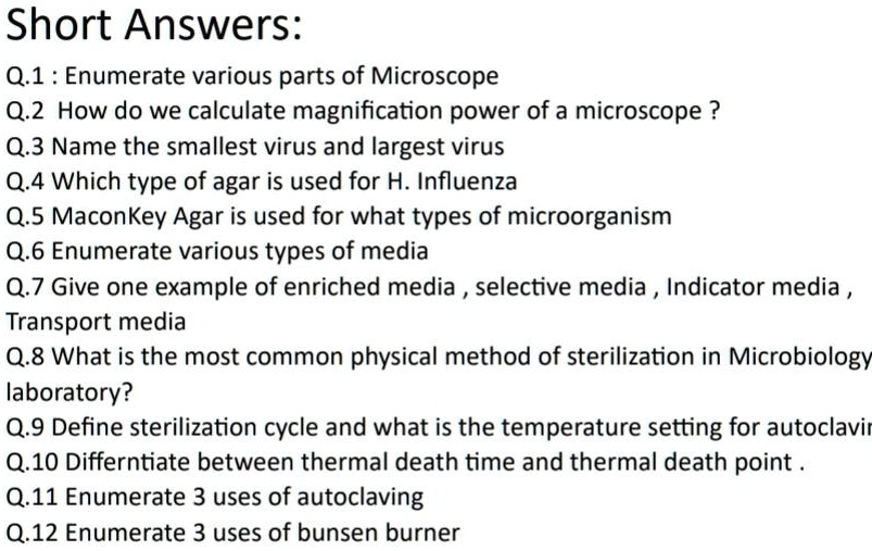 SOLVED: Texts: Short Answers: Q.1: Enumerate various parts of a ...