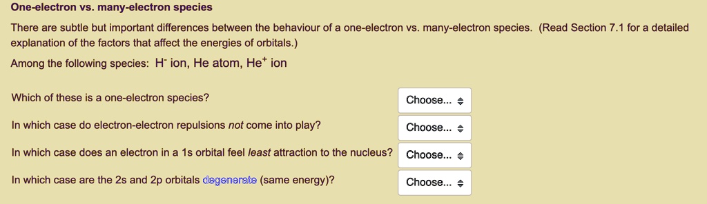 One Electron Vs Many Electron Species There Are Subtle But Important