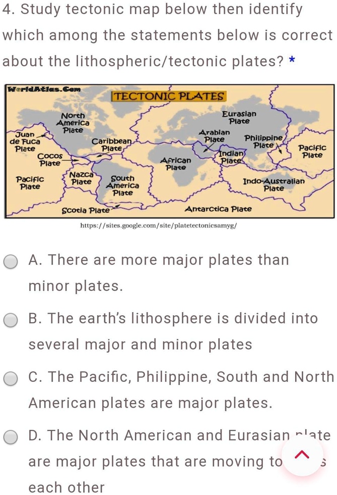 4. Study tectonic map below then identify which among the...