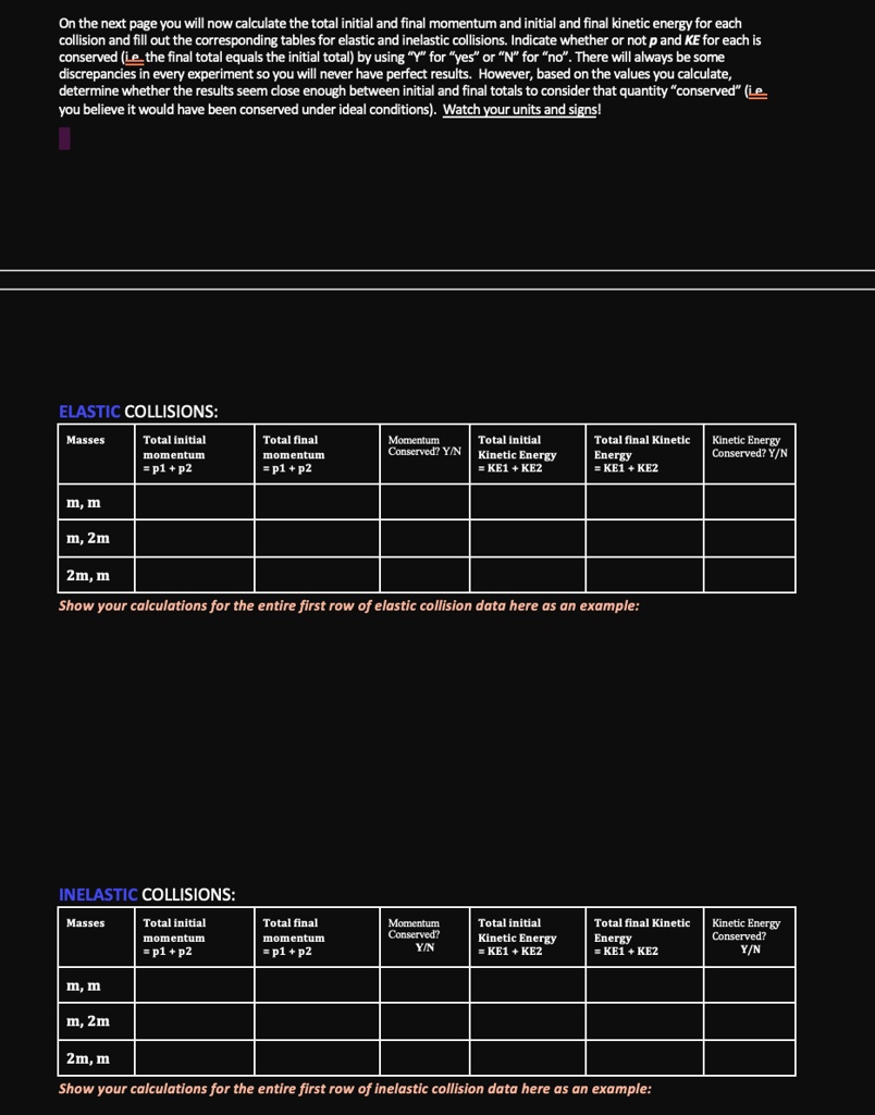 SOLVED: On the next page, you will now calculate the total initial and ...