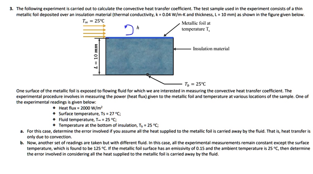 SOLVED: The following experiment is carried out to calculate the convective heat transfer ...
