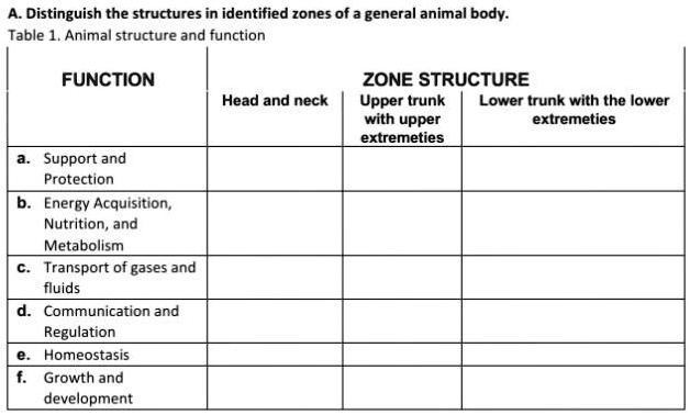 A. Distinguish the structures in identified zones of a general animal ...