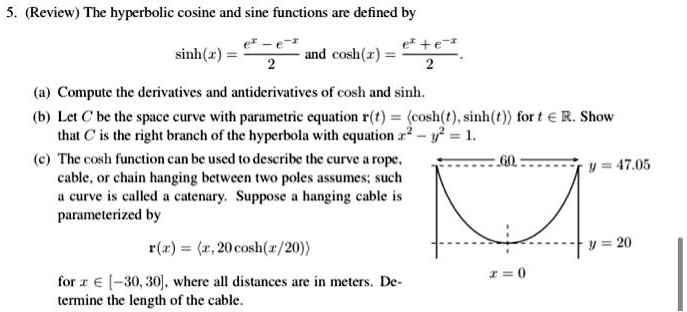 SOLVED: (Review) The hyperbolic cosine and sine functions are defined by sinh(4) and cosh(r). (a ...