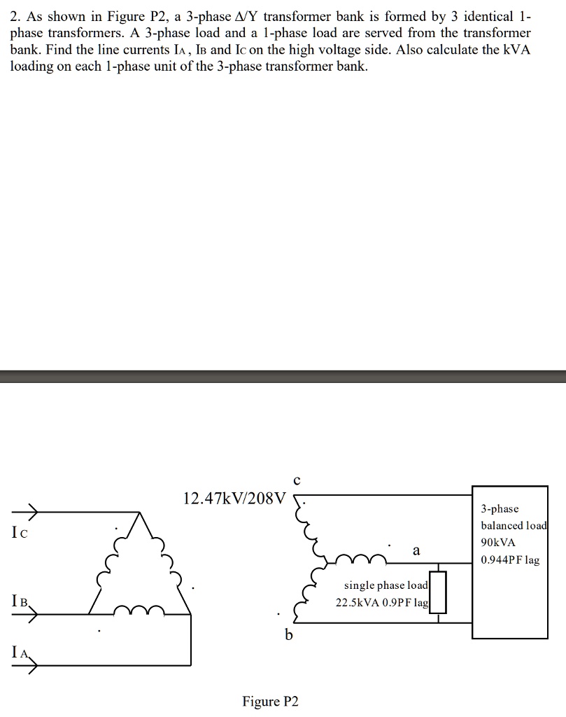 SOLVED: As shown in Figure P2, a 3-phase /Y transformer bank is formed ...