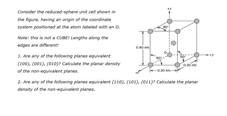 Consider the reduced-sphere unit cell shown in the figure, having an ...