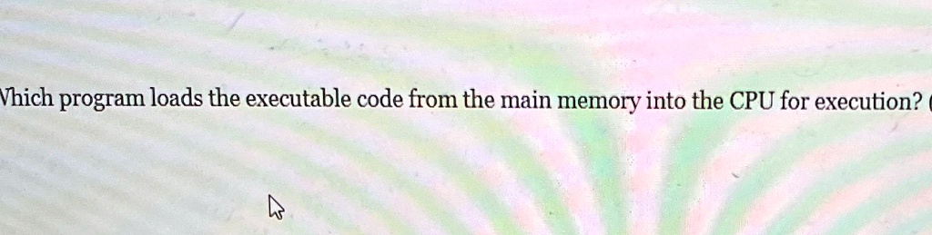 Which Program Loads The Executable Code From The Main Memory Into The Cpu For Execution Vhich 