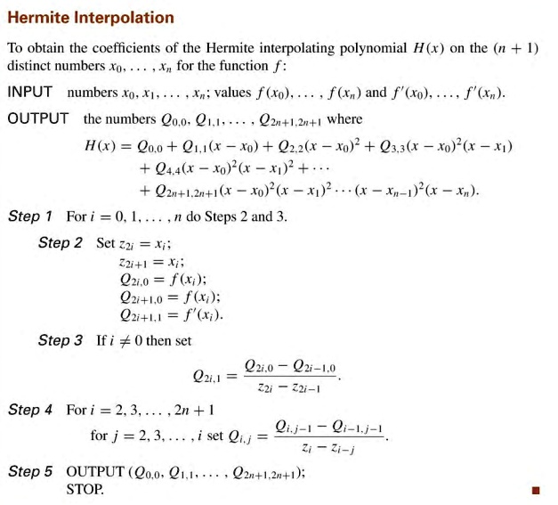 Solved Texts Use The Given Pseudocode To Implement Hermite Interpolation In The C Language 4465