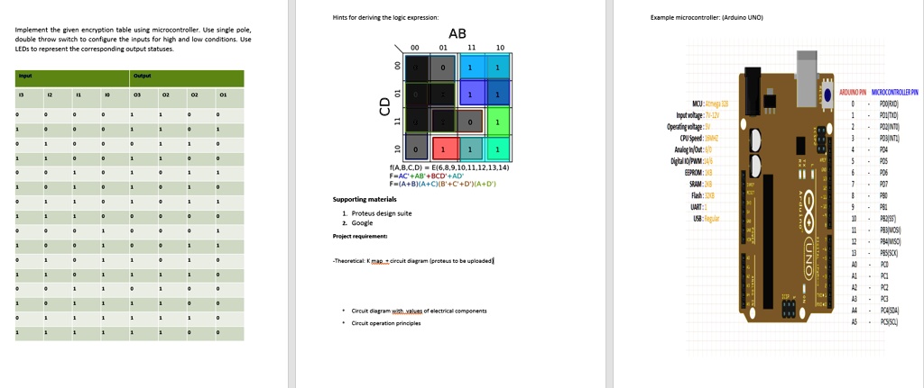 SOLVED: Supporting Materials 1. Proteus Design Suite 2. Google Need: -Theoretical: K-map ...
