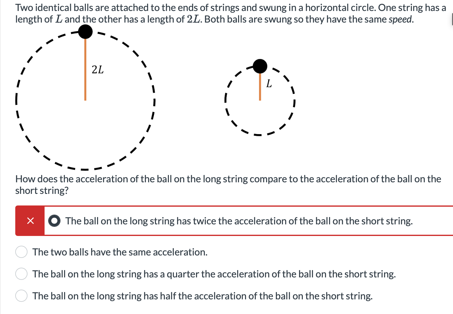 SOLVED: Two identical balls are attached to the ends of strings and ...