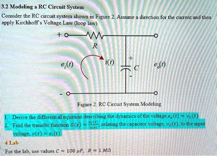 SOLVED: 3.2 Modeling RC Circuit System Consider the RC circuit system ...