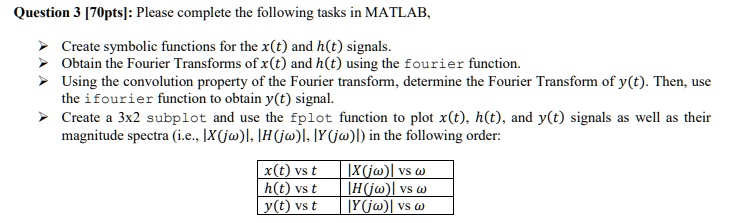 question 3 70pts please complete the following tasks in matlab create ...