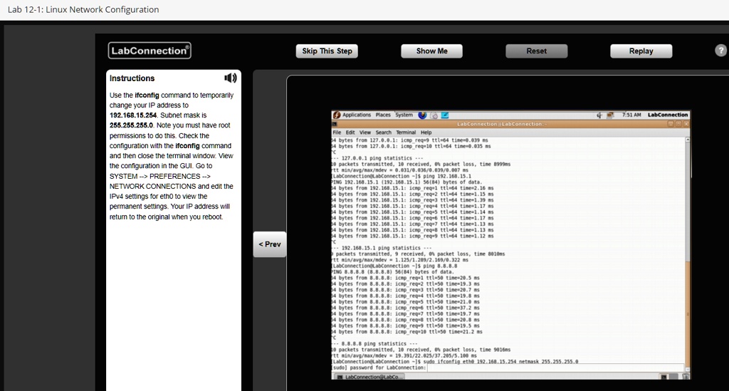 i am trying to figure out the sudo password so i can finish the lab lab 12 1 linux network ...