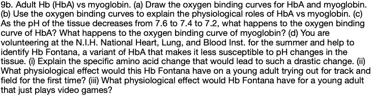 9b adult hb hba vs myoglobin a draw the oxygen binding curves for hba ...