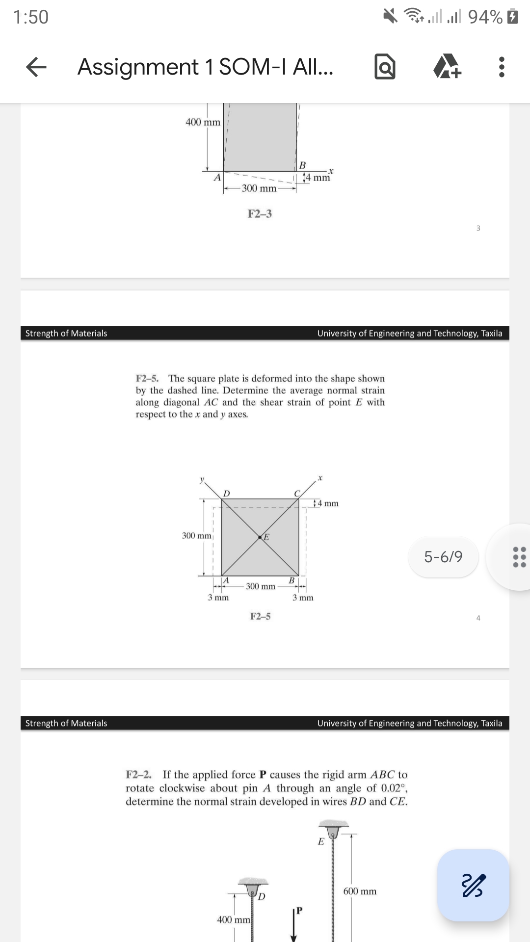 SOLVED: 1: 50 x+^+, , ?, , 94 % Assignment 1 SOM-I All... F2-3 3 Strength of Materials ...