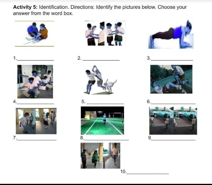 activity 5 identification directions identify the pictures below choose your answer from the ...