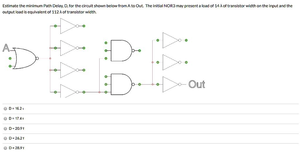 SOLVED: Estimate the minimum Path Delay, D, for the circuit shown below ...