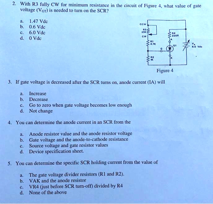 SOLVED: With R3 fully connected in the circuit of Figure 4, what value of gate voltage (Vg) is ...