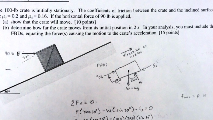 justify all work e 100 lb crate is initially stationary the coefficients of friction between the ...