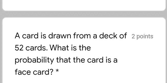 SOLVED: A card is drawn from a deck of 2 points 52 cards. What is the ...