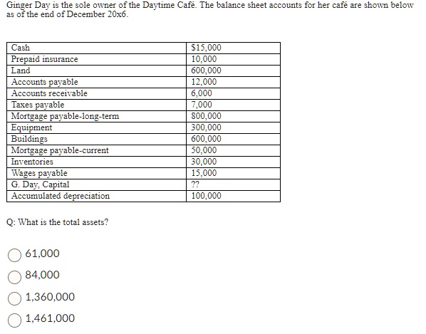 Ginger Day is the sole owner of the Daytime Café. The balance sheet ...
