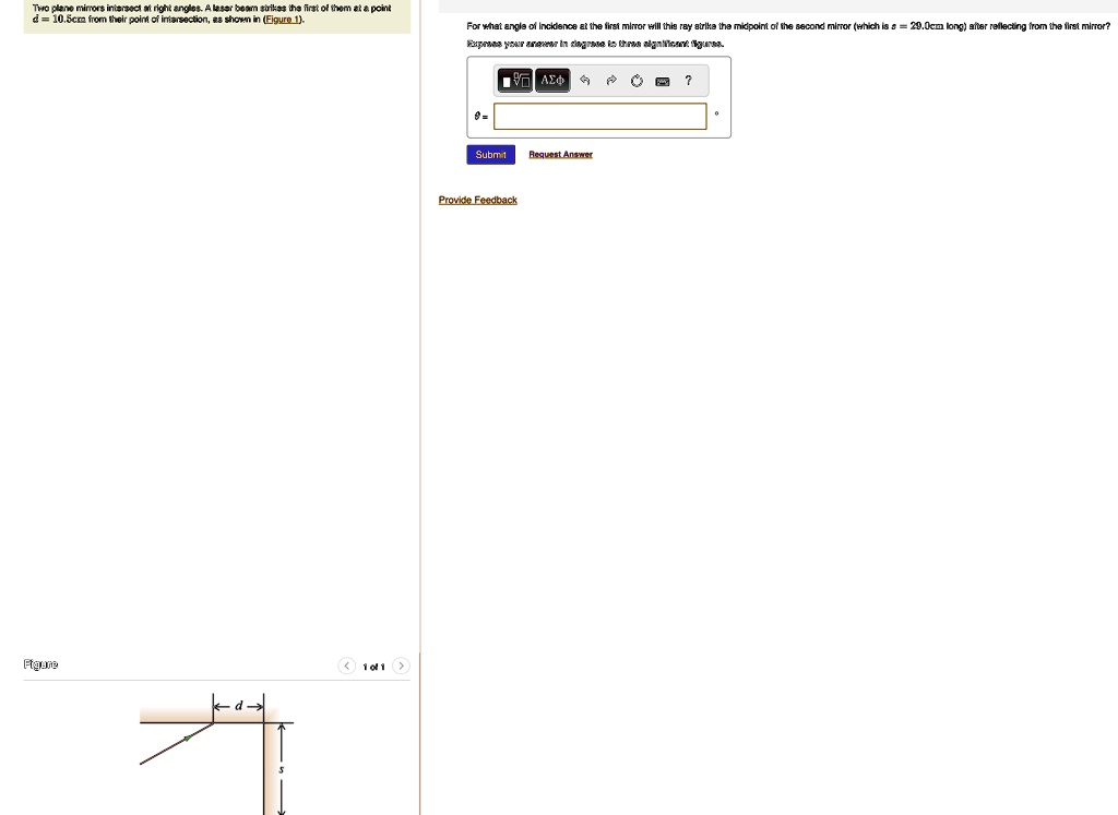 SOLVED: Two plane mirrors intersect at right angles. A laser beam ...