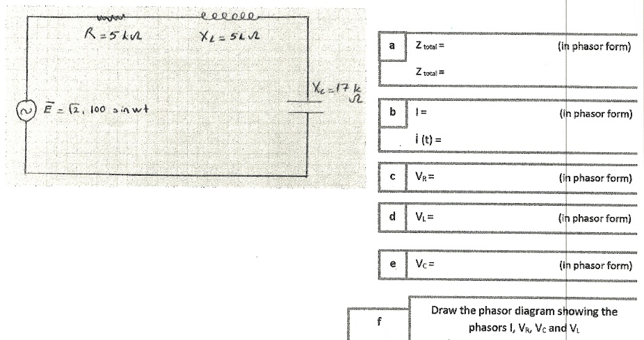 SOLVED: Texts: 000000 R = 51 Z total = in phasor form Z total = E = 2.100wt 1 = (in phasor form ...