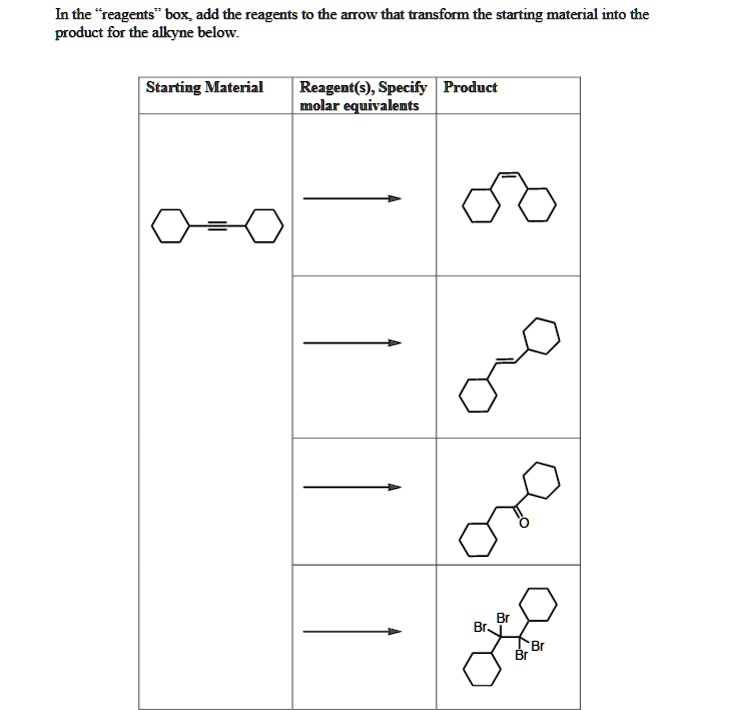 SOLVED: In the " reagents box add the reagents t0 the arow that ...