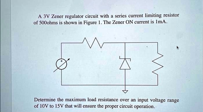 A 3V Zener regulator circuit with a series current limiting resistor of 500ohms is shown in ...