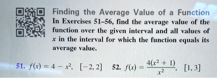 finding the average value of function in exercises 51 56 find the ...