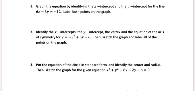 SOLVED:Graph the equation by identifying the intercept and the -12 ...