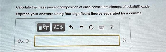 SOLVED: Calculate the mass percent composition of each constituent ...