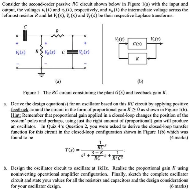 SOLVED: Consider the second-order passive RC circuit shown below in Figure 1a with the input and ...